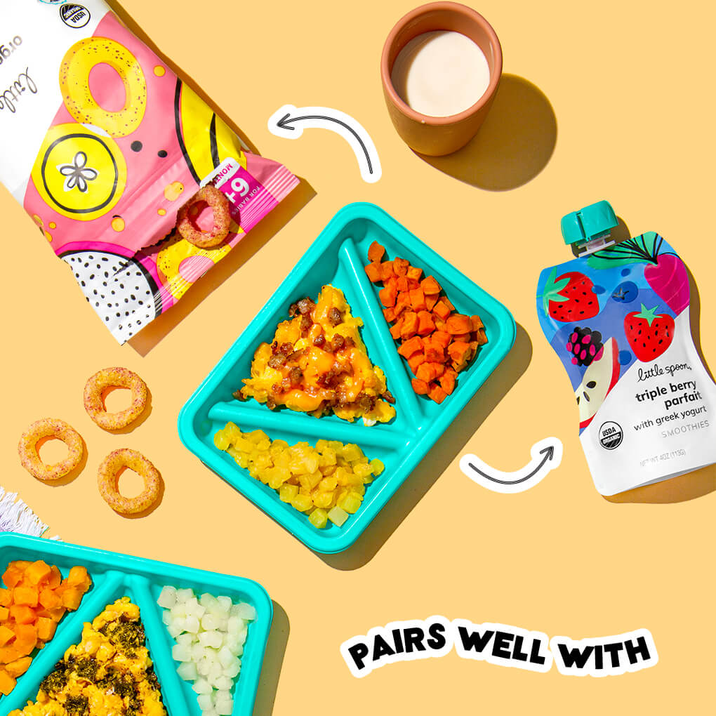 Mini Classic Eggs + Sausage Baby Food | Breakfast Baby Food